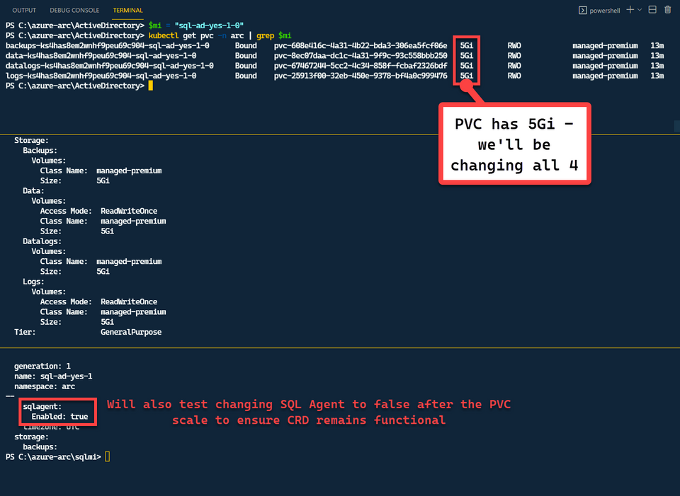 Arc SQL MI - increase storage size of PVC | Raki Rahman